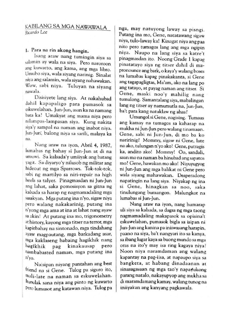 Kabilang Sa Mga Nawawala | PDF Kabilang Sa Mga Nawawala | PDF