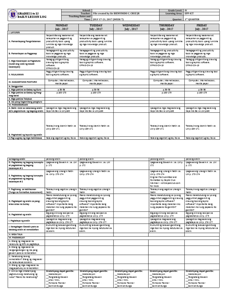 Grade 4 DLL EPP-ICT 4 Q1 Week 7 | PDF