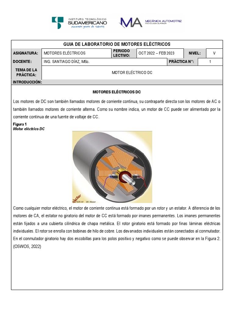 Guia Laboratorio #1 Motor Electrico PDF | PDF | Motor eléctrico | Inductor