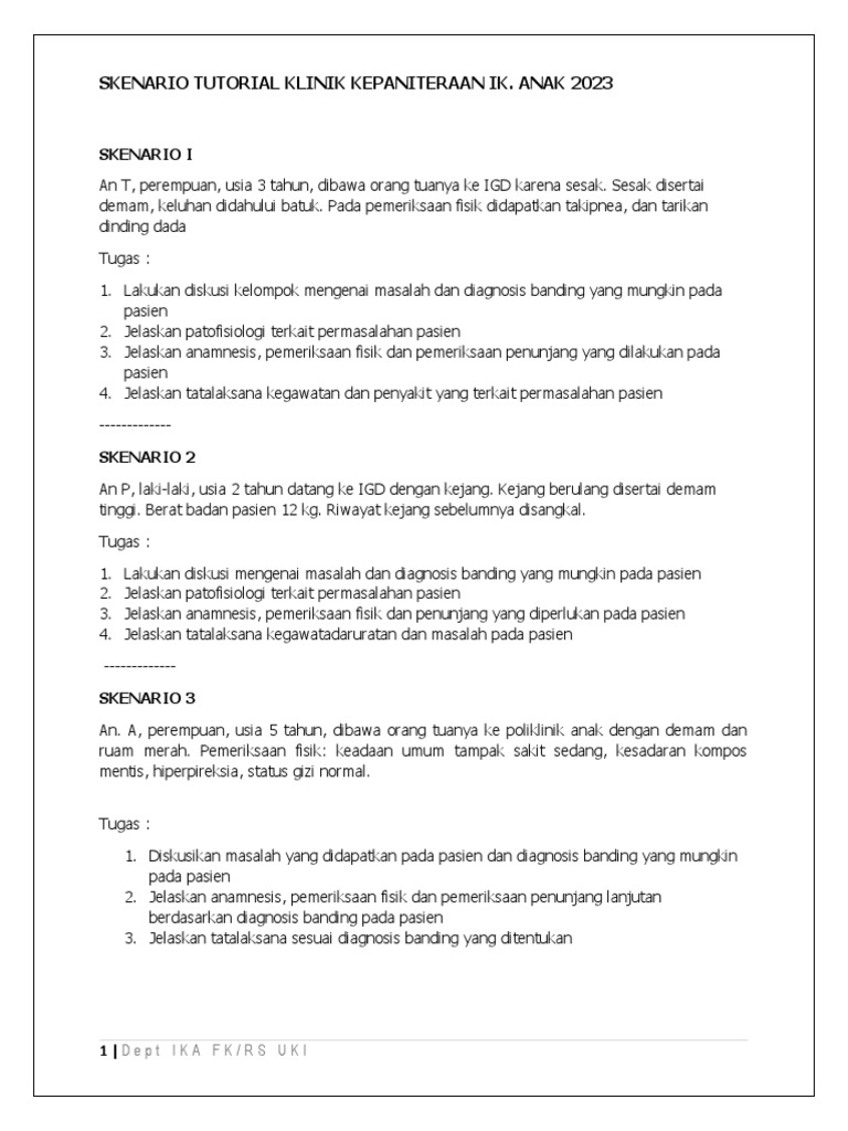 Skenario Tutorial Klinik 2023 | PDF