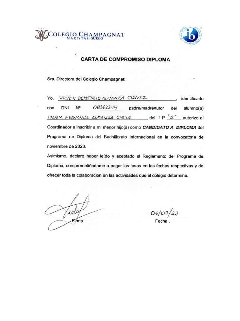 Carta de Compromiso | PDF