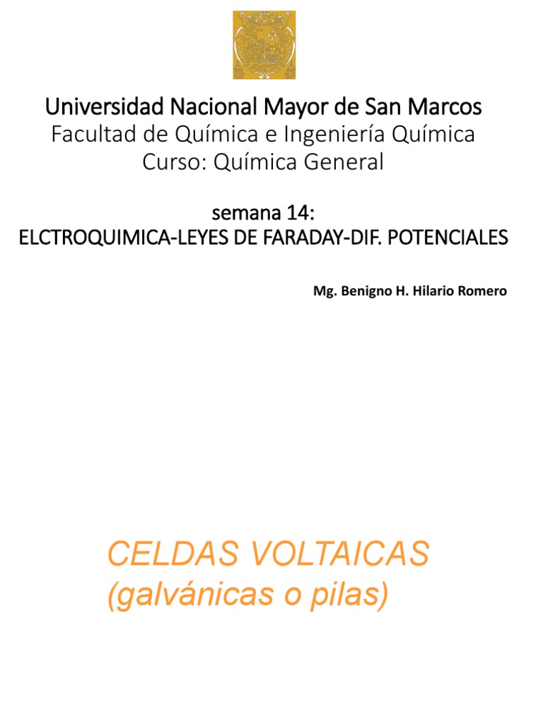 Semana 14 Electroquímica PDF | PDF | Redox | Electrodo