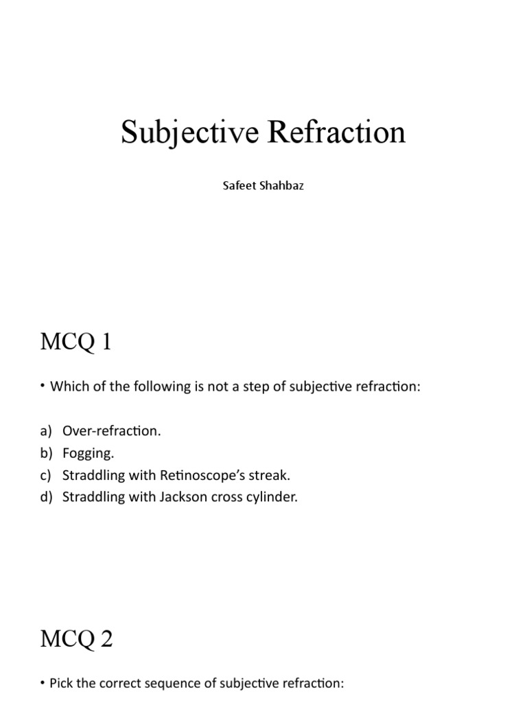 Subjective Refraction Techniques Guide | PDF