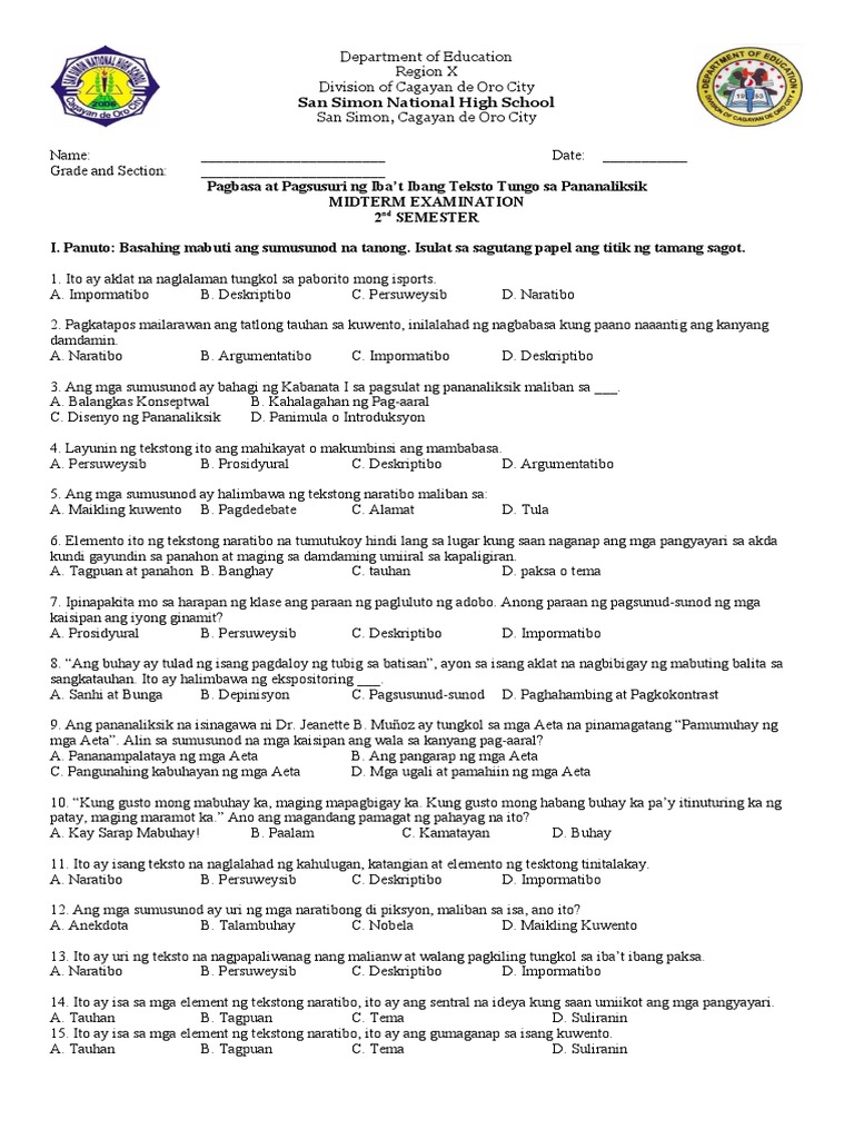 Fil 11 3rd Quarter Exam | PDF