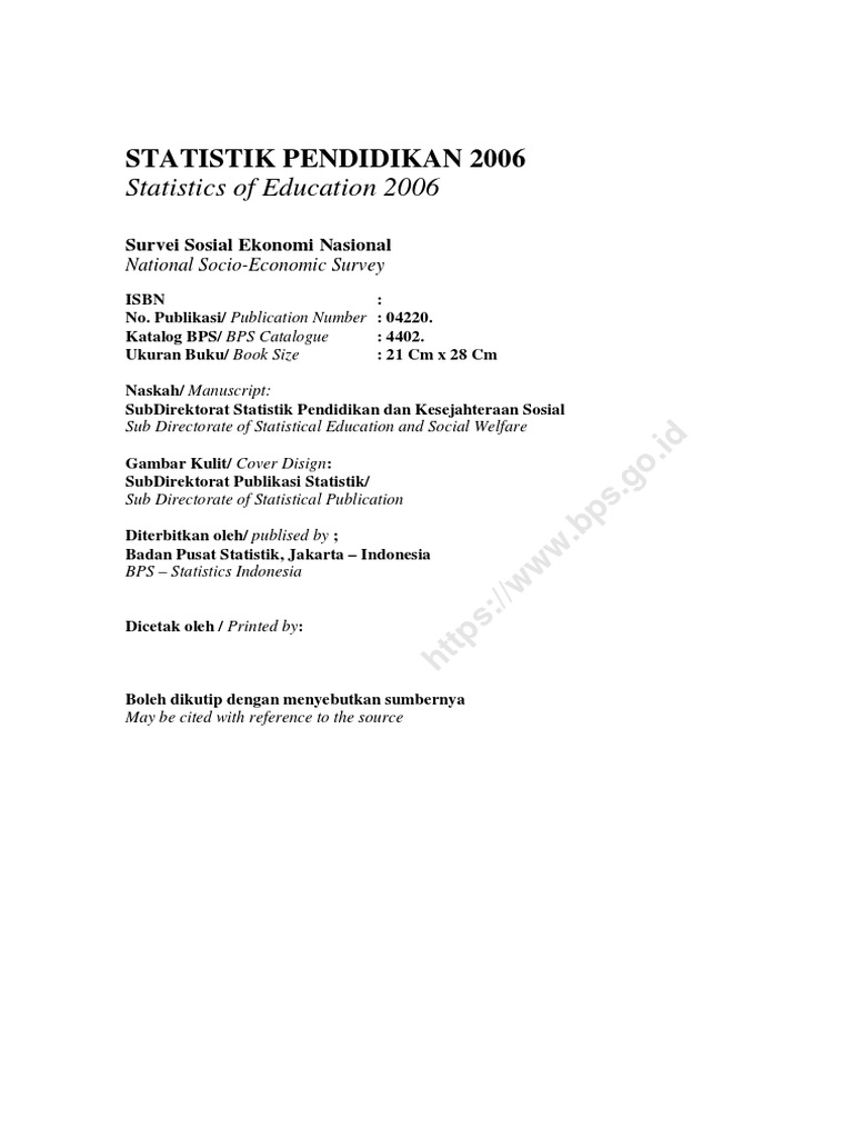 Statistik Pendidikan Indonesia 2006 | PDF