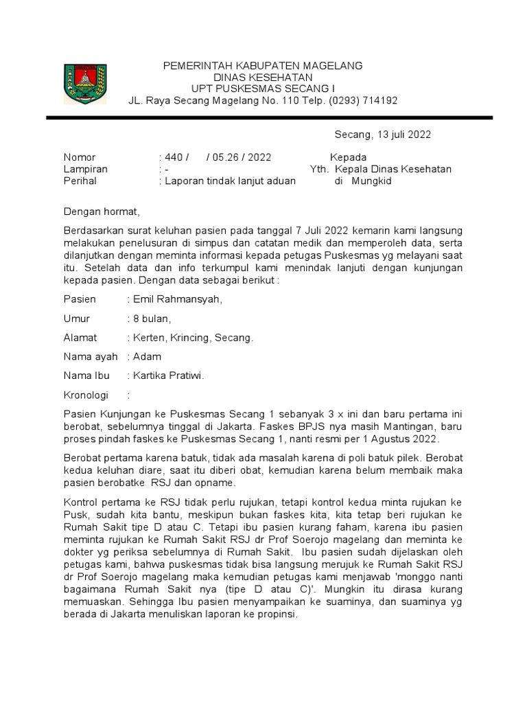 Laporan Aduan Pasien | PDF