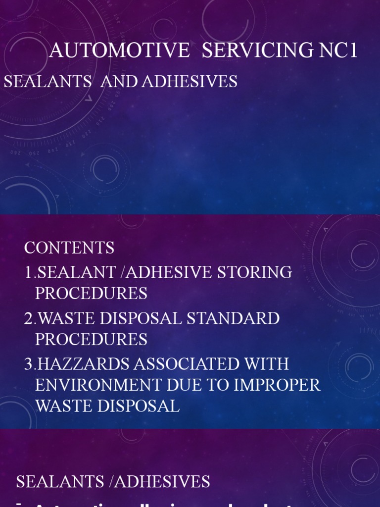 Automotive Servicing Nc1: Sealants and Adhesives | PDF