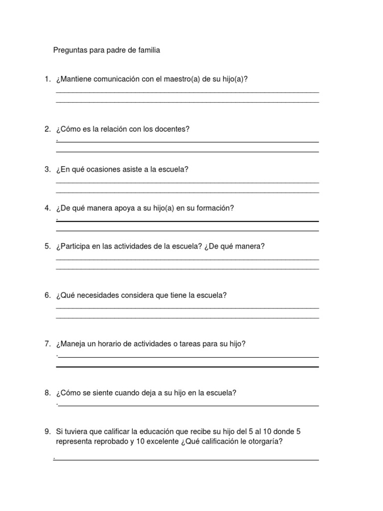 Preguntas para Padres de Familia | PDF