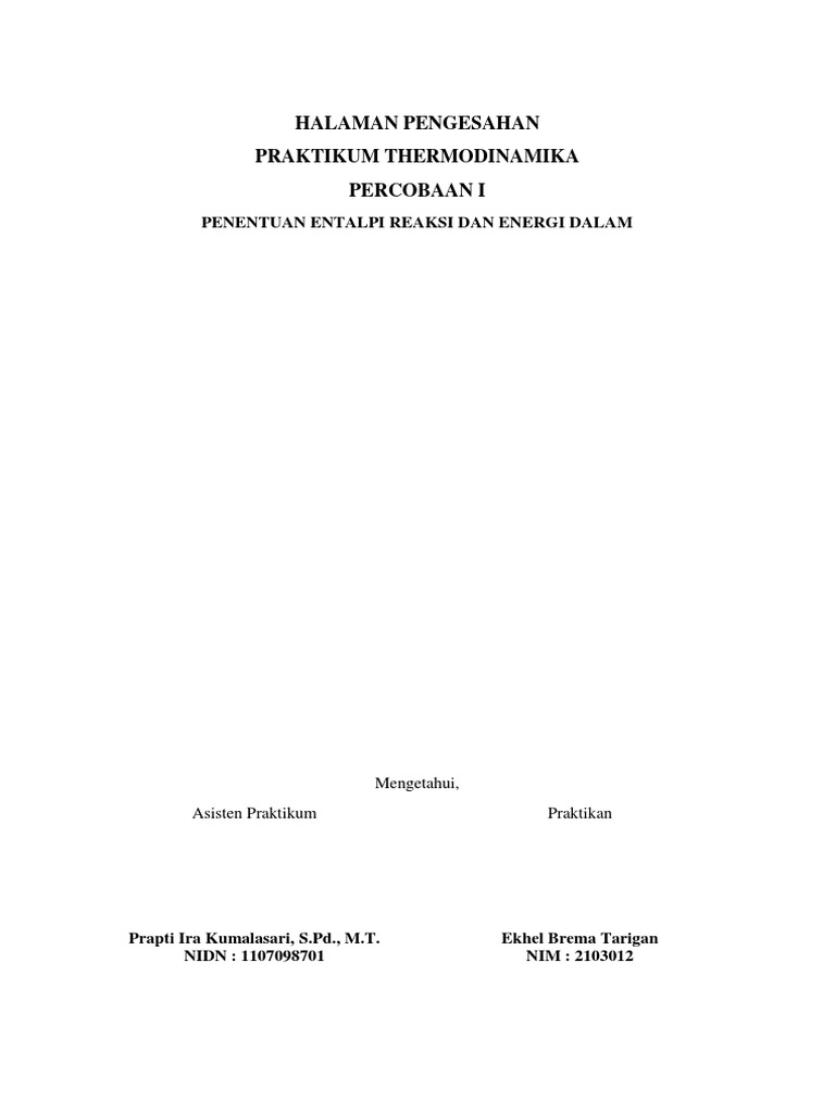 Laprak Percobaan 1 Termo PDF | PDF