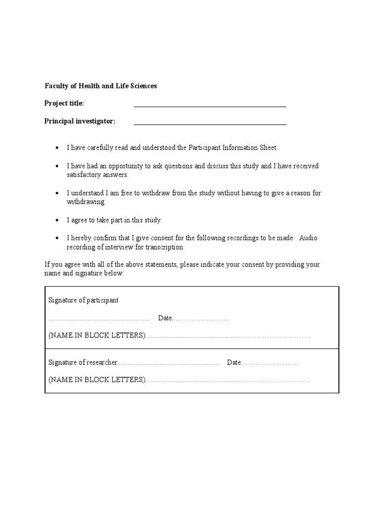 Audio Recording Consent Form | PDF