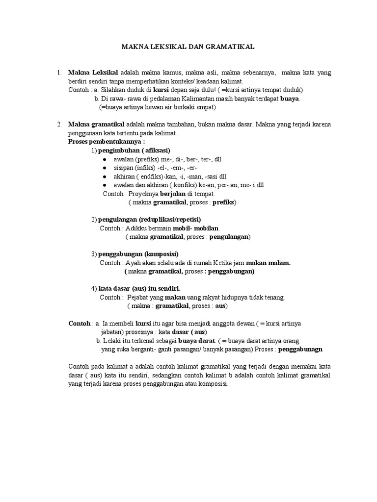 Perbedaan Makna Leksikal dan Gramatikal | PDF