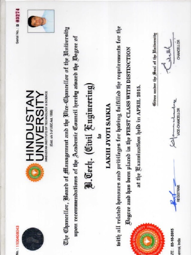 Btech Degree Certificate 68592517 PDF | PDF