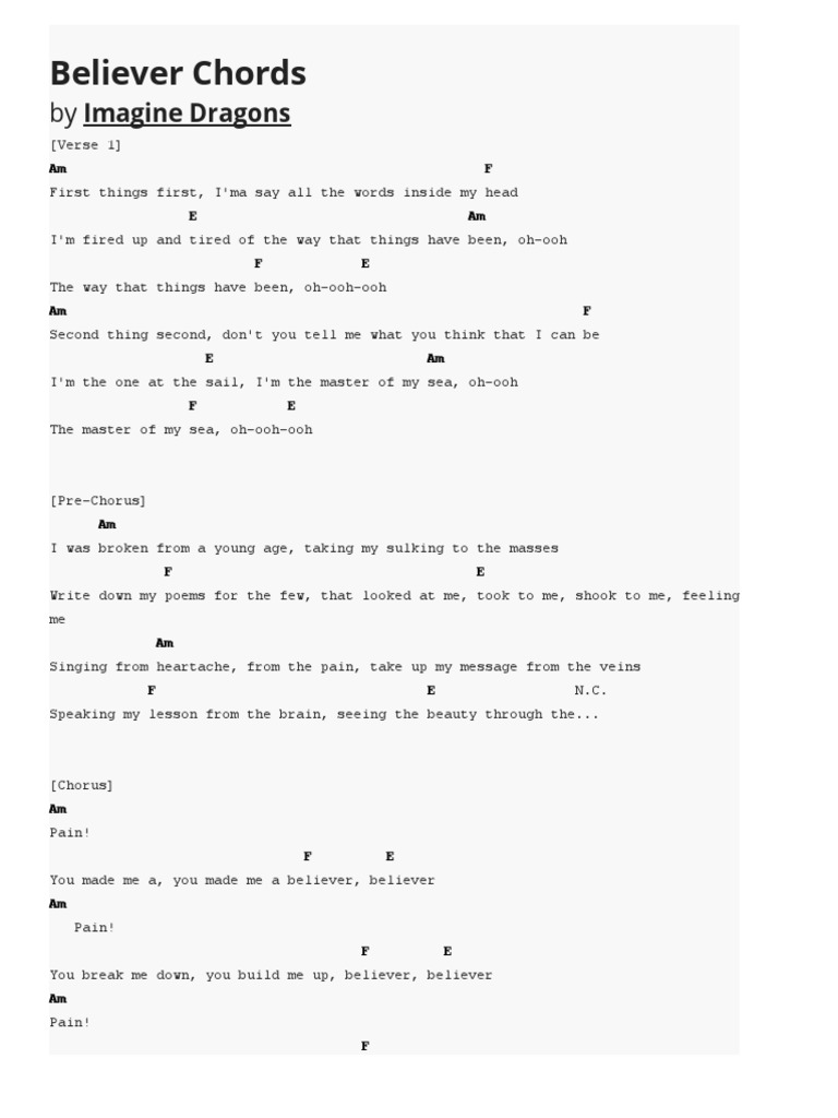 Believer Chords | PDF