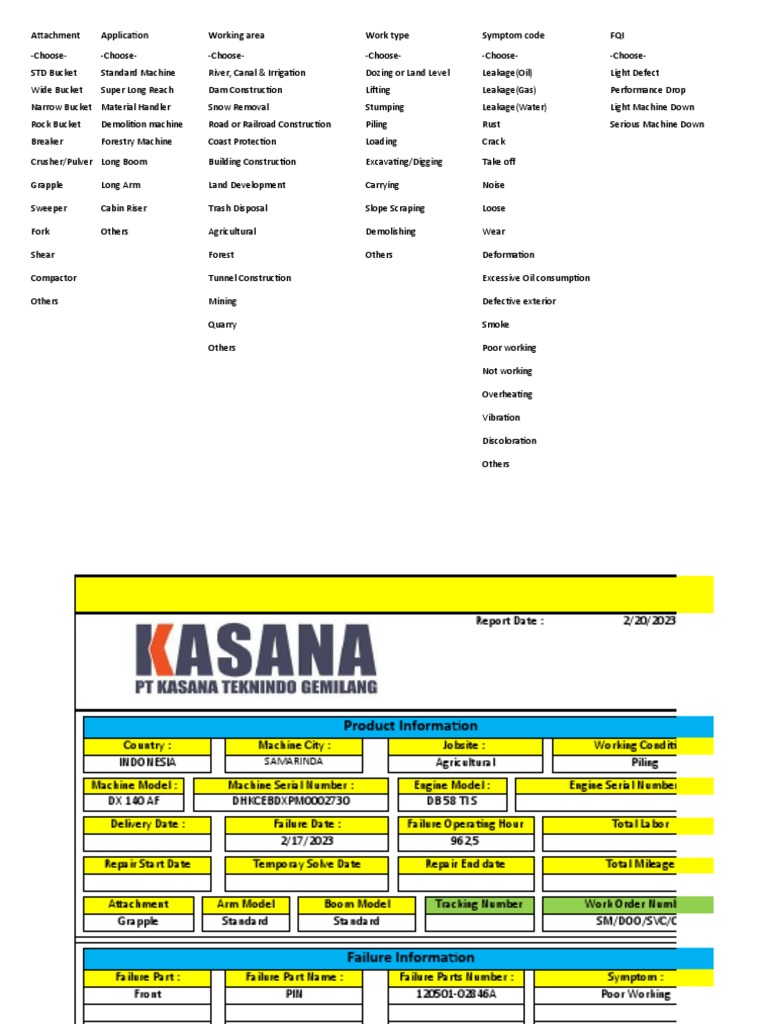 Pin Boom Foot Broken DX 140 Af Pt. Muna Utama Tractors | PDF