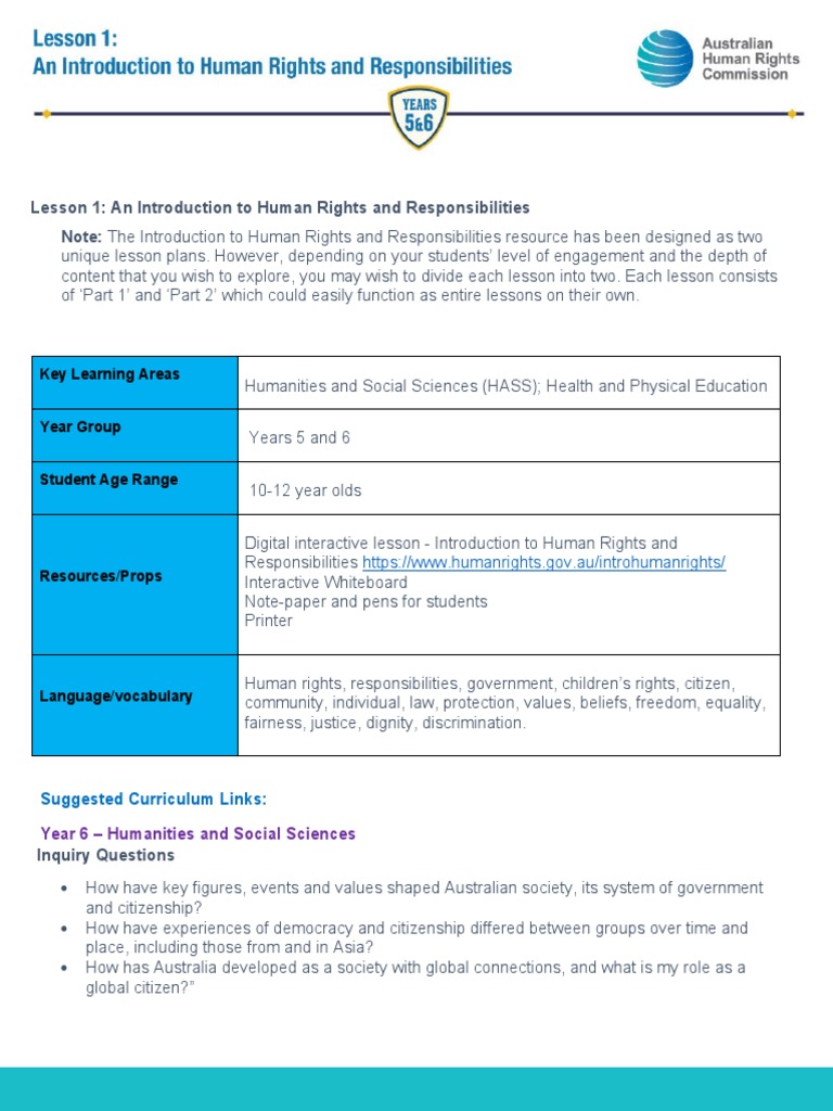 Lesson 1 | PDF | Rights | Human Rights