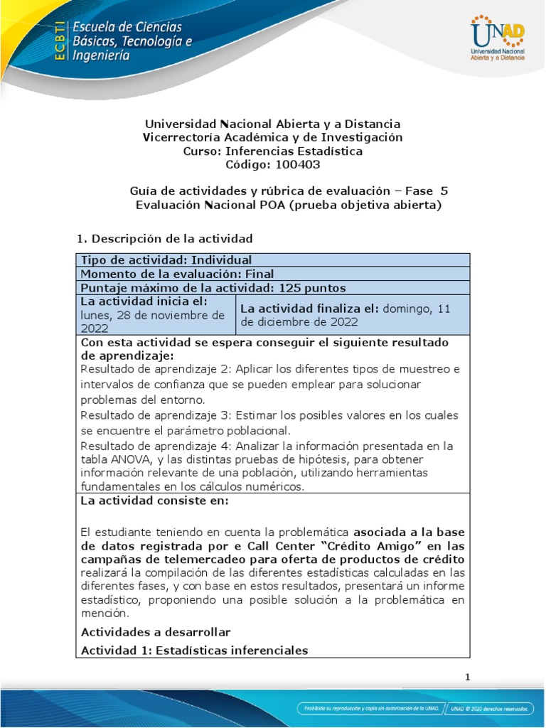 Guía de Actividades y Rúbrica de Evaluación - Fase 5 - Evaluación Nacional POA (Prueba Objetiva ...