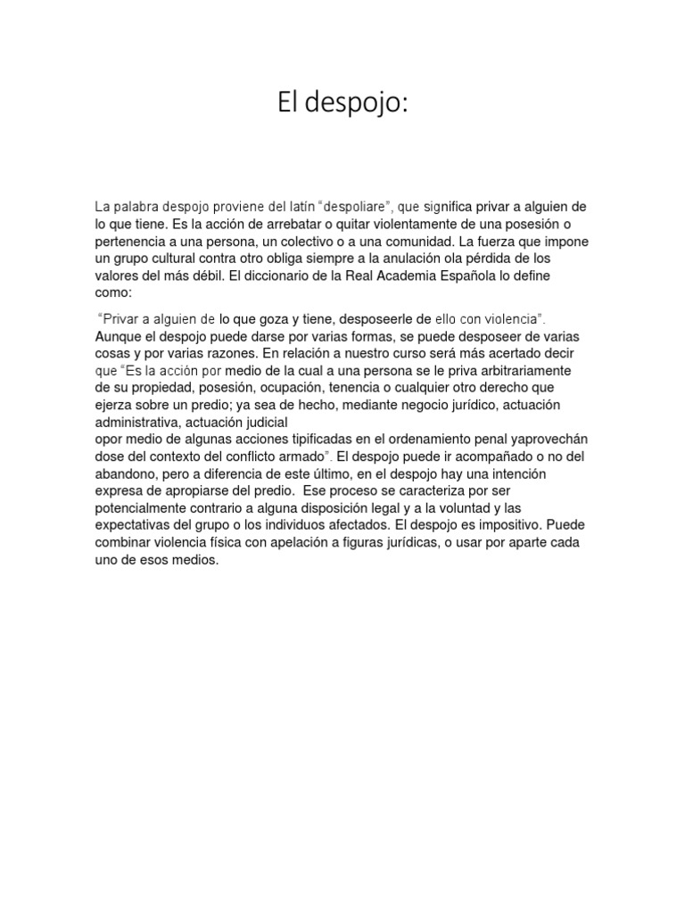 El Despojo Definicion PDF | PDF