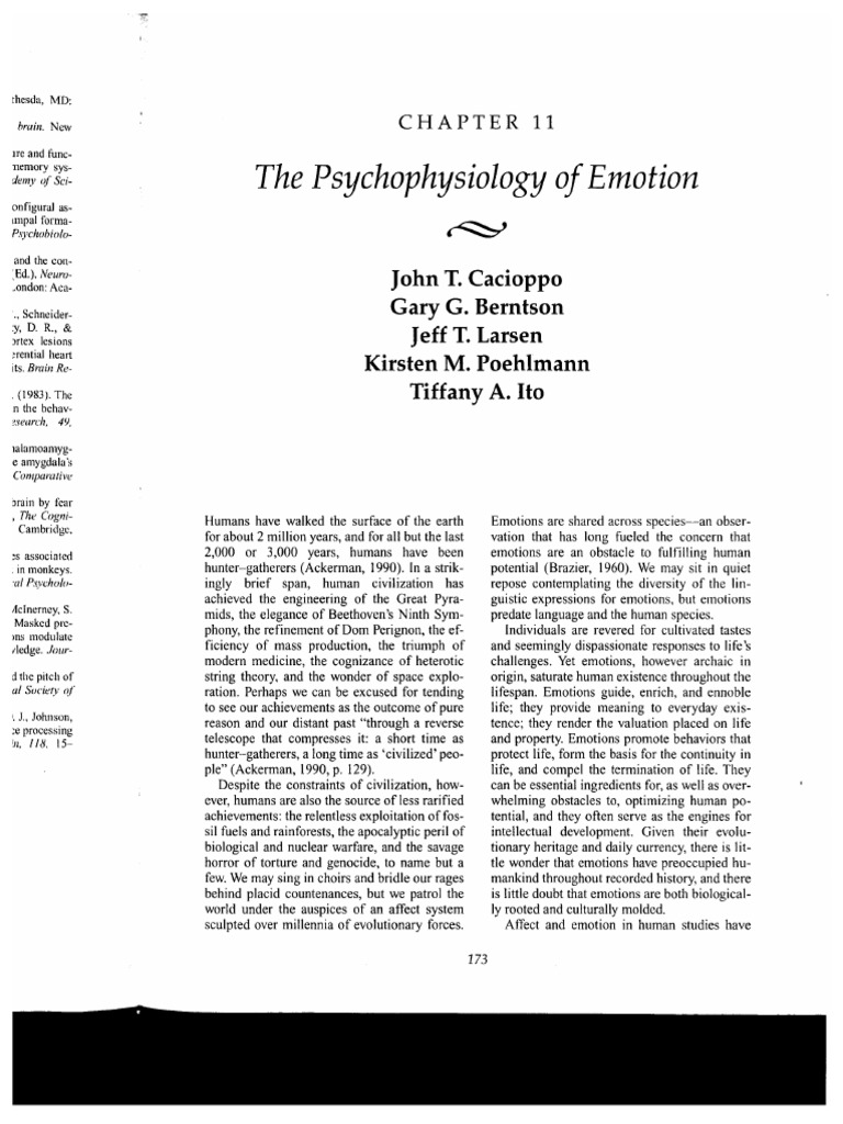 The Psychophysiology of Emotion PDF | PDF