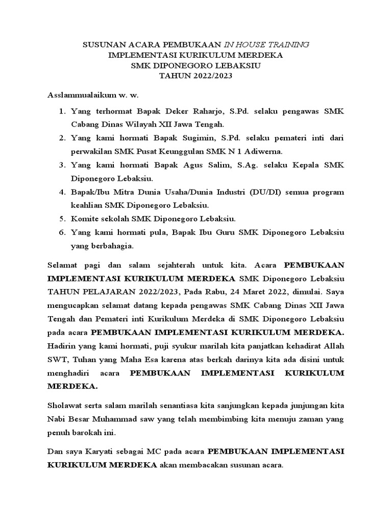 Susunan Acara PPKKS | PDF