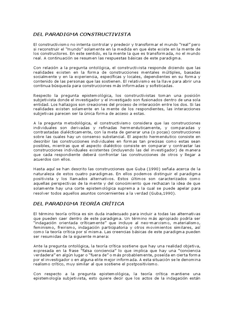 Del Paradigma Constructivista PDF | PDF