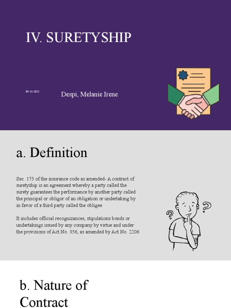 Suretyship LifeInsurance PRESESNTATION | PDF | Surety | Insurance
