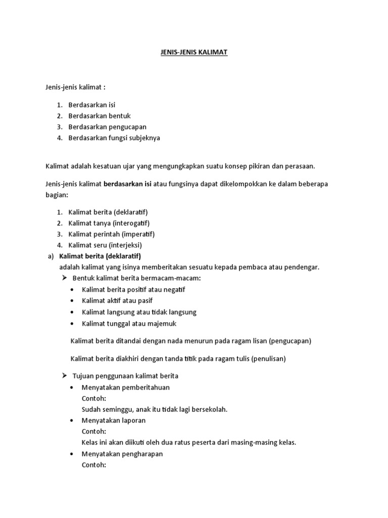 Jenis-Jenis Kalimat | PDF