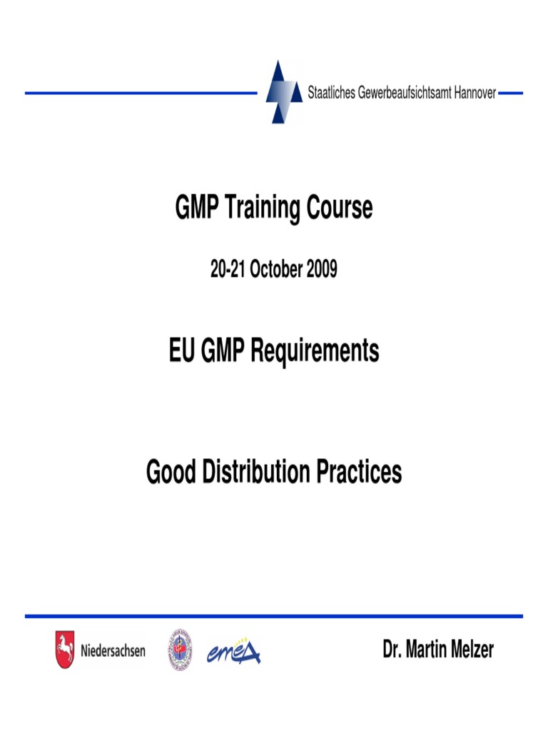 Eu GMP Requirements Good Distribution Practices Martin Melzer - en PDF ...