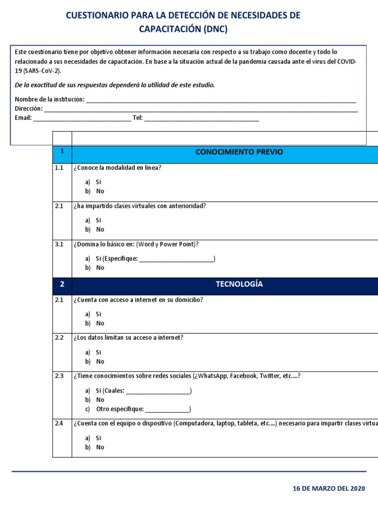 Cuestionario (DNC) | PDF