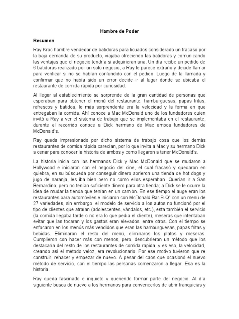 Hambre de Poder | PDF | Mc Donald's | Franquiciamiento