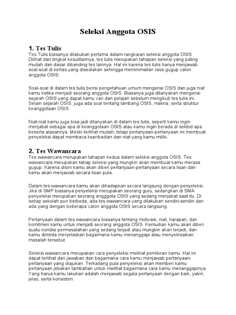 Seleksi Anggota OSIS | PDF