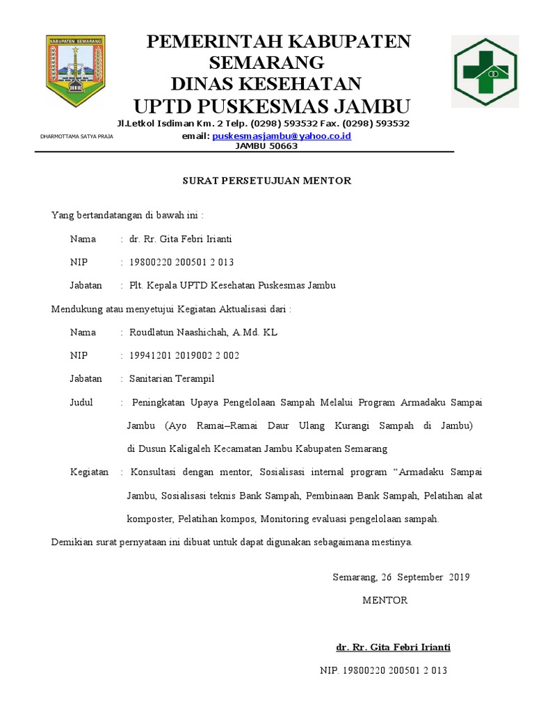 Surat Persetujuan Mentor | PDF