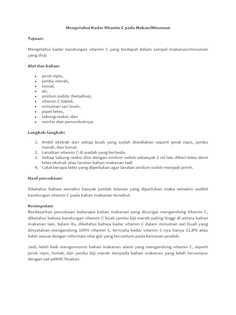 Contoh Teks Laporan Percobaan | PDF