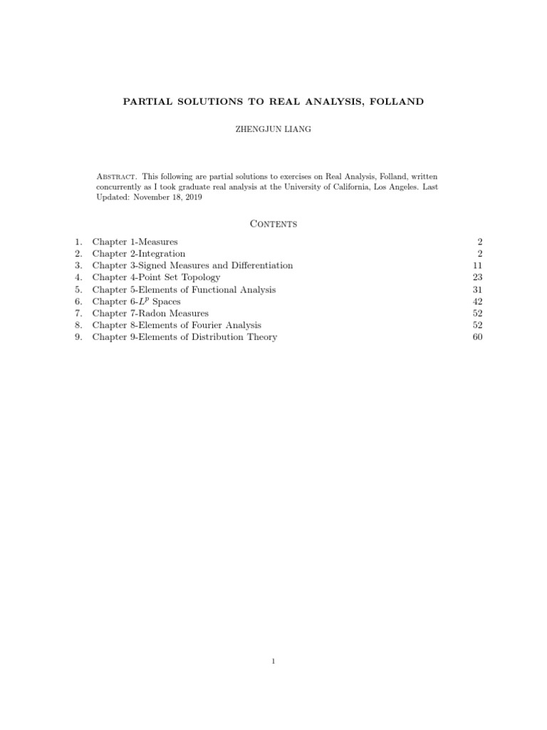Folland Real Analysis Partial Solutions | PDF