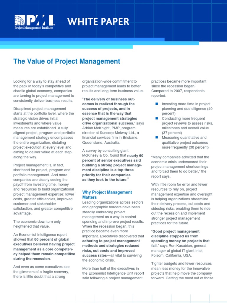 The Value of Project Management | PDF | Project Management | Strategic ...