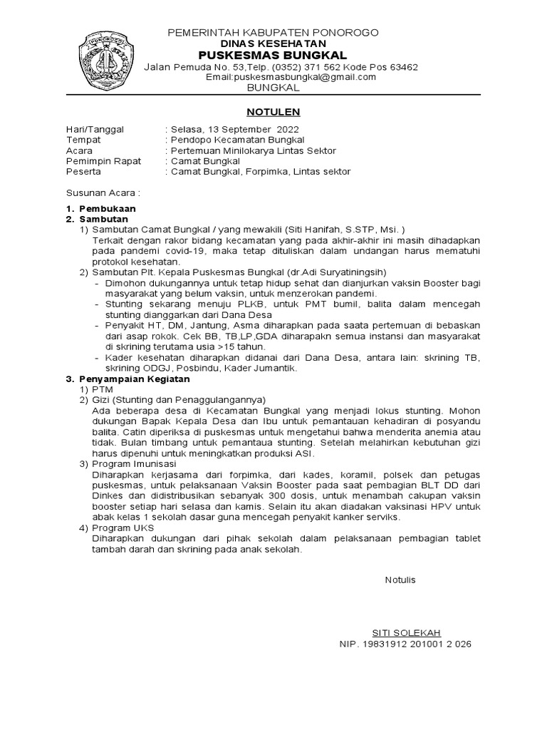 Contoh Notulen | PDF