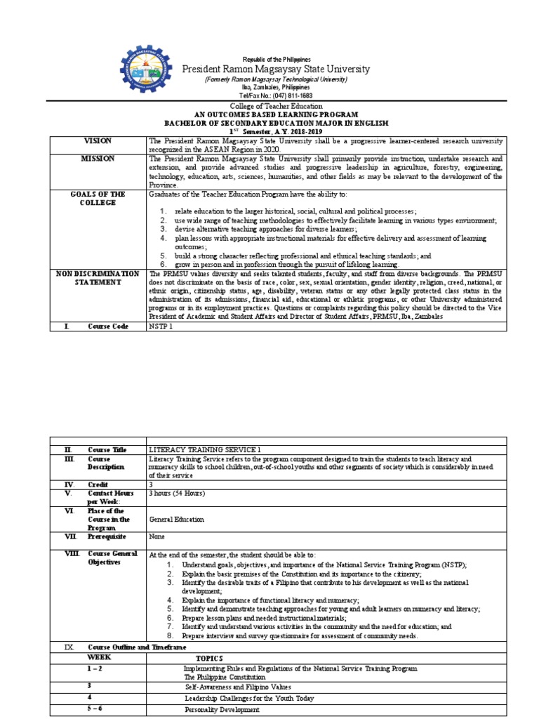 NSTP 1 Bsed Eng | PDF