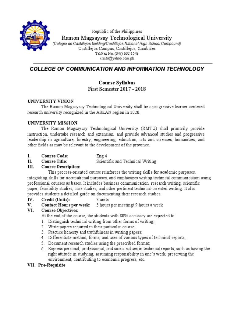 Scientific and Technical Writing Syllabus | PDF