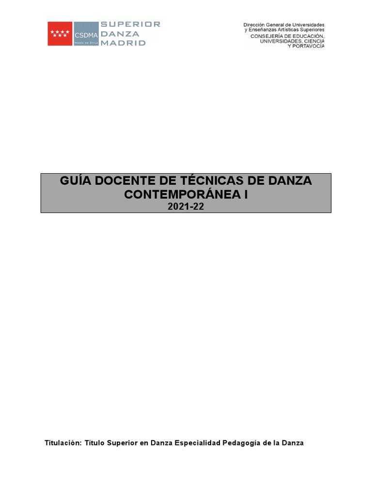 01005-Tecnicas de Danza Contemporanea I PDF | PDF
