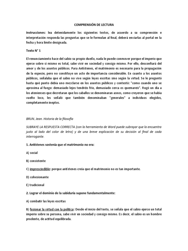 Ejercicio de Comprensión de Lectura | PDF