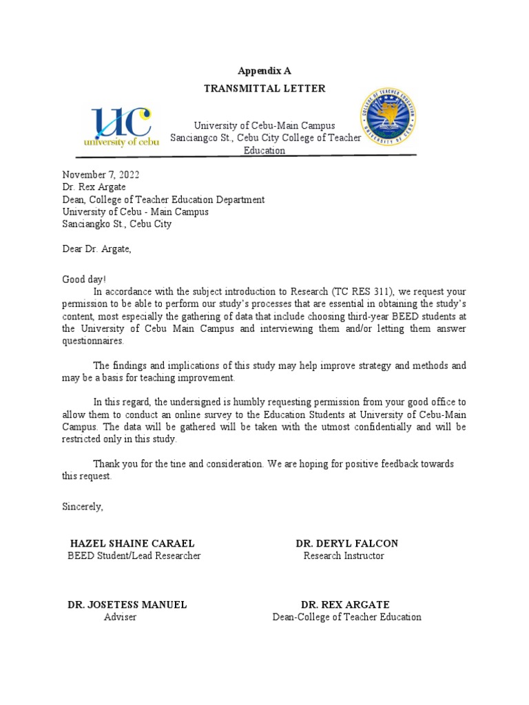 Transmittal Letter | PDF