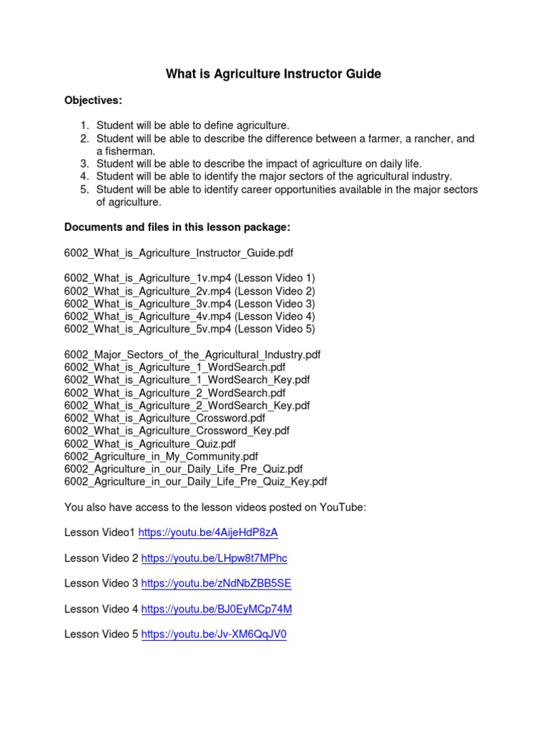 Agriculture Education Guide | PDF | Agriculture | Farms