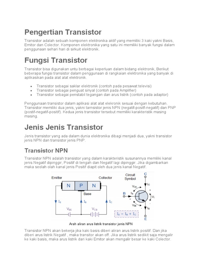 Pengertian dan Jenis Transistor | PDF