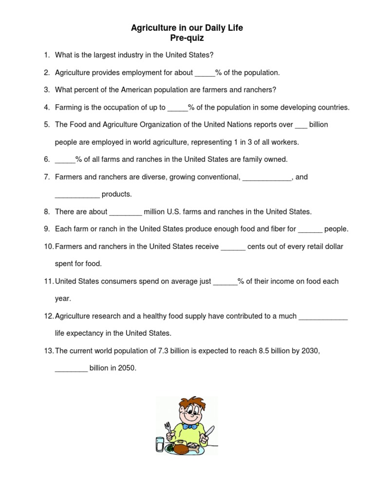 6002 Agriculture in Our Daily Life Pre Quiz PDF | PDF