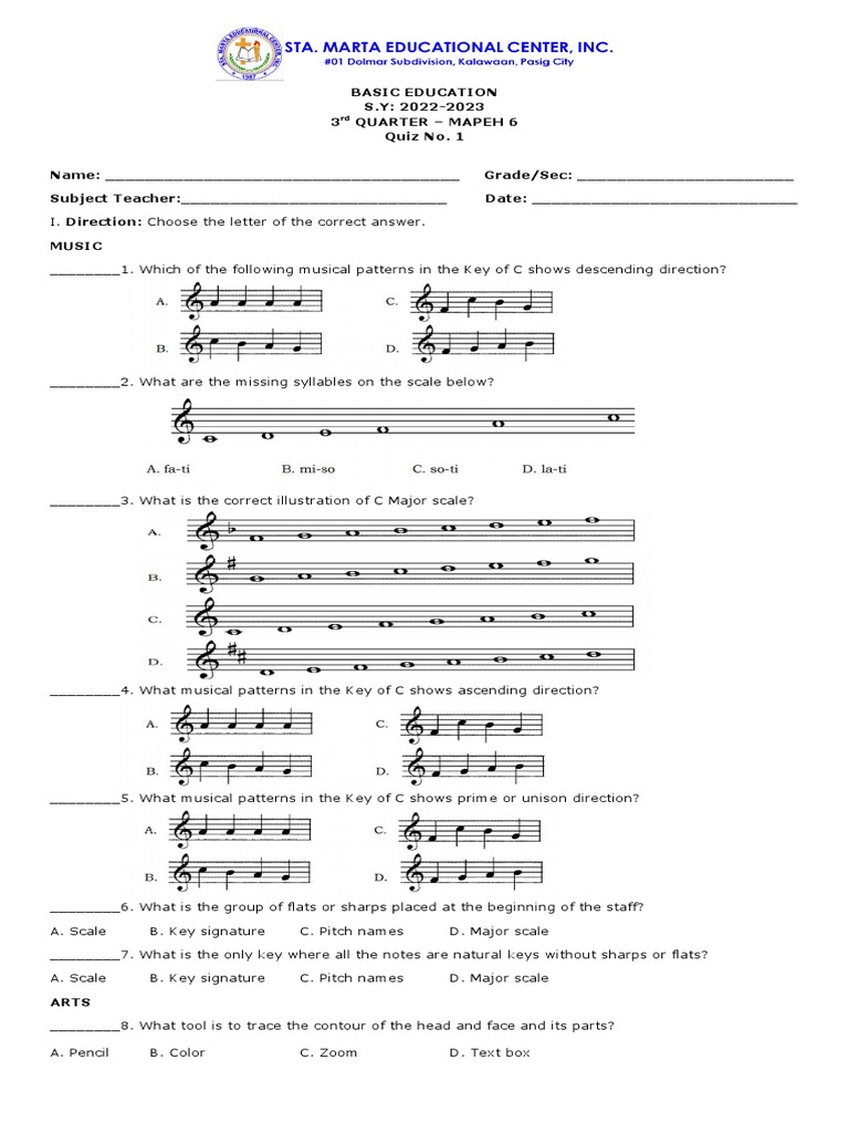 2nd Quarter - MAPEH 4 QUIZ 1 | PDF
