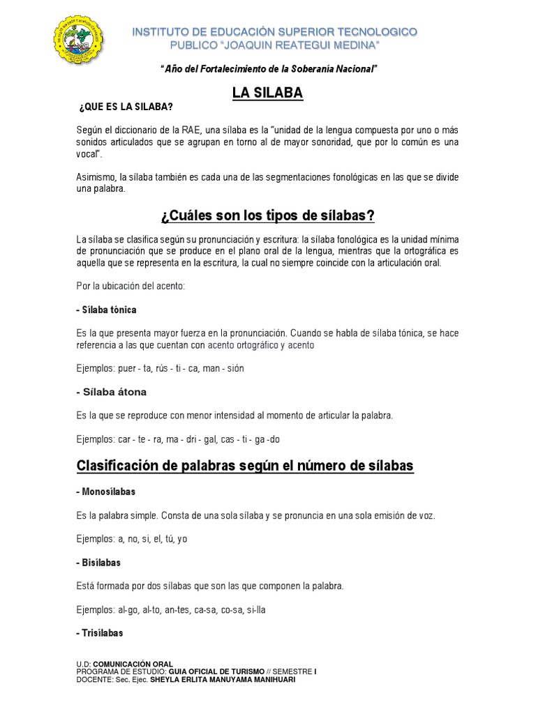 Tema #02 La Silaba - Reglas de Silabeo... Got | PDF