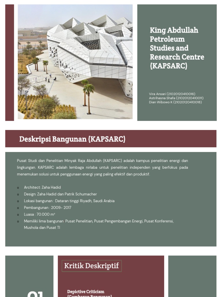 Kritik Deskriptif Bangunan King Abdullah Petroleum Studies and Research Centre (KAPSARC) | PDF