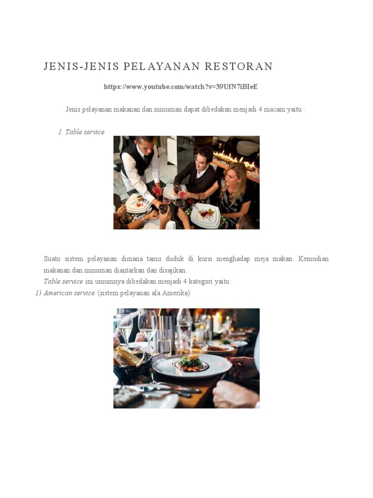 JENIS PELAYANAN RESTORAN | PDF