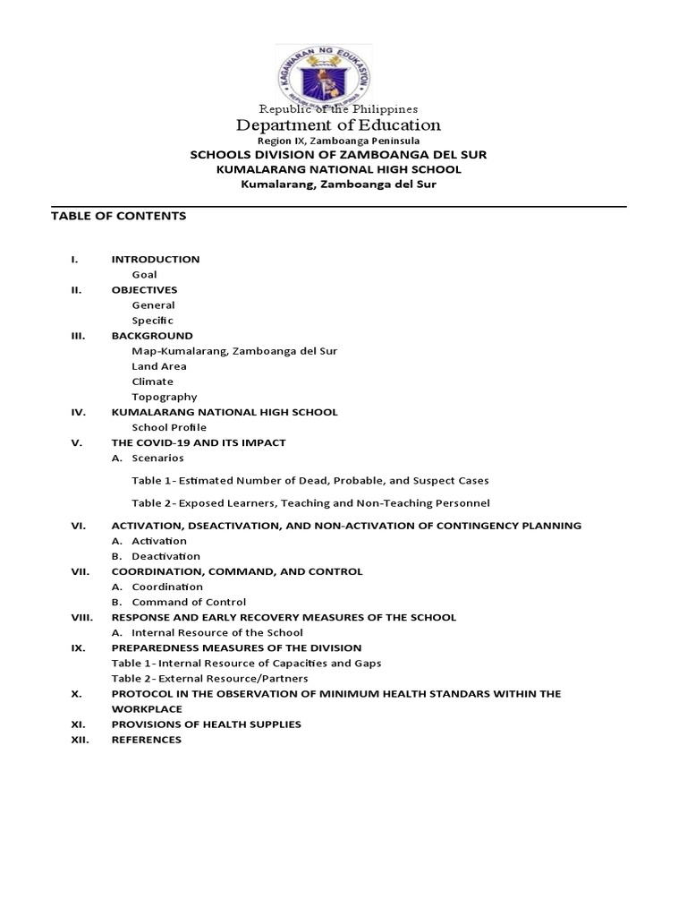 KNHS Contingency Plan | PDF