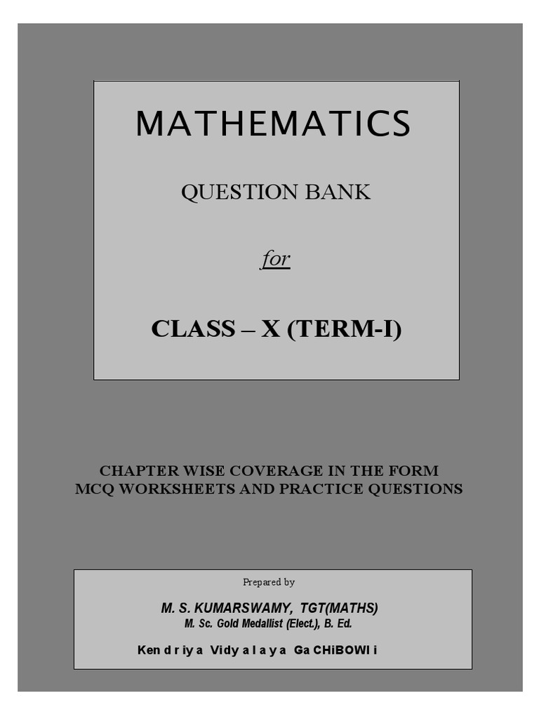 Class 10 Maths Question Bank by M.S. KumarSwamy | PDF