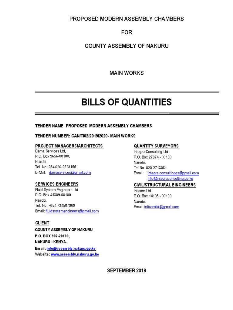 BILLS-OF-QUANTITIES-FOR-OFFICE-BLOCK - Annexe-1 PDF | PDF